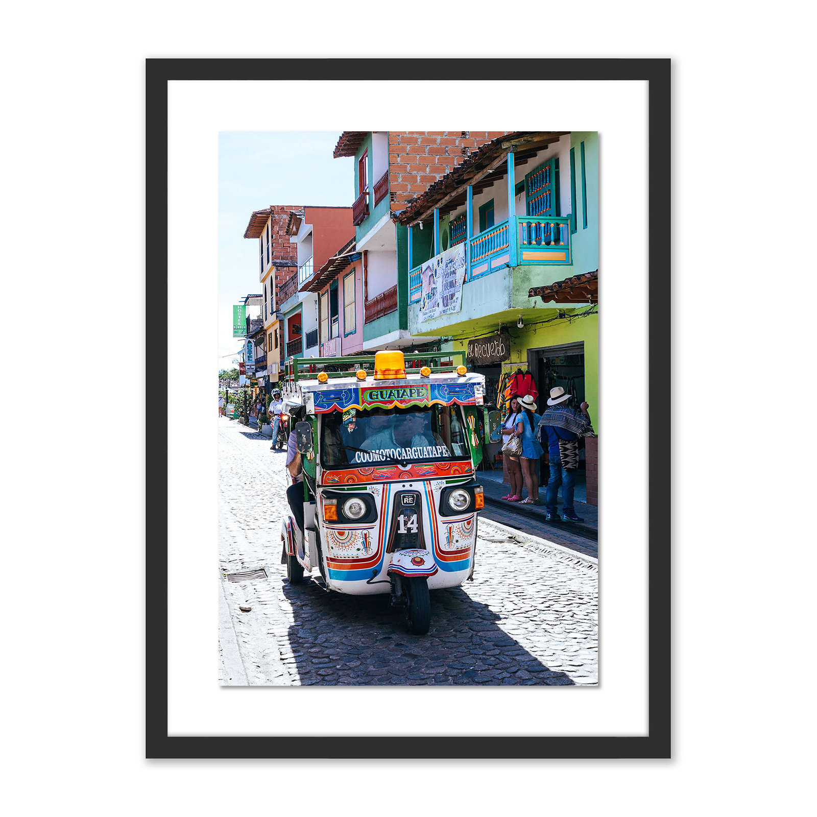 Four Hands Art Studio Guatape, Colombia Taxi by Erica Singleton - Picture Frame Photograph Print ...